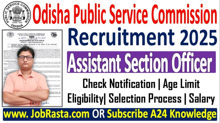 OPSC ASO Recruitment 2025 Notification Out at opsc.gov.in Apply Online