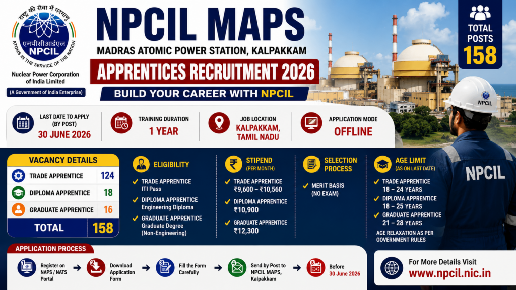 NPCIL MAPS Apprentices Recruitment 2026 Notification out for 158 Posts ...